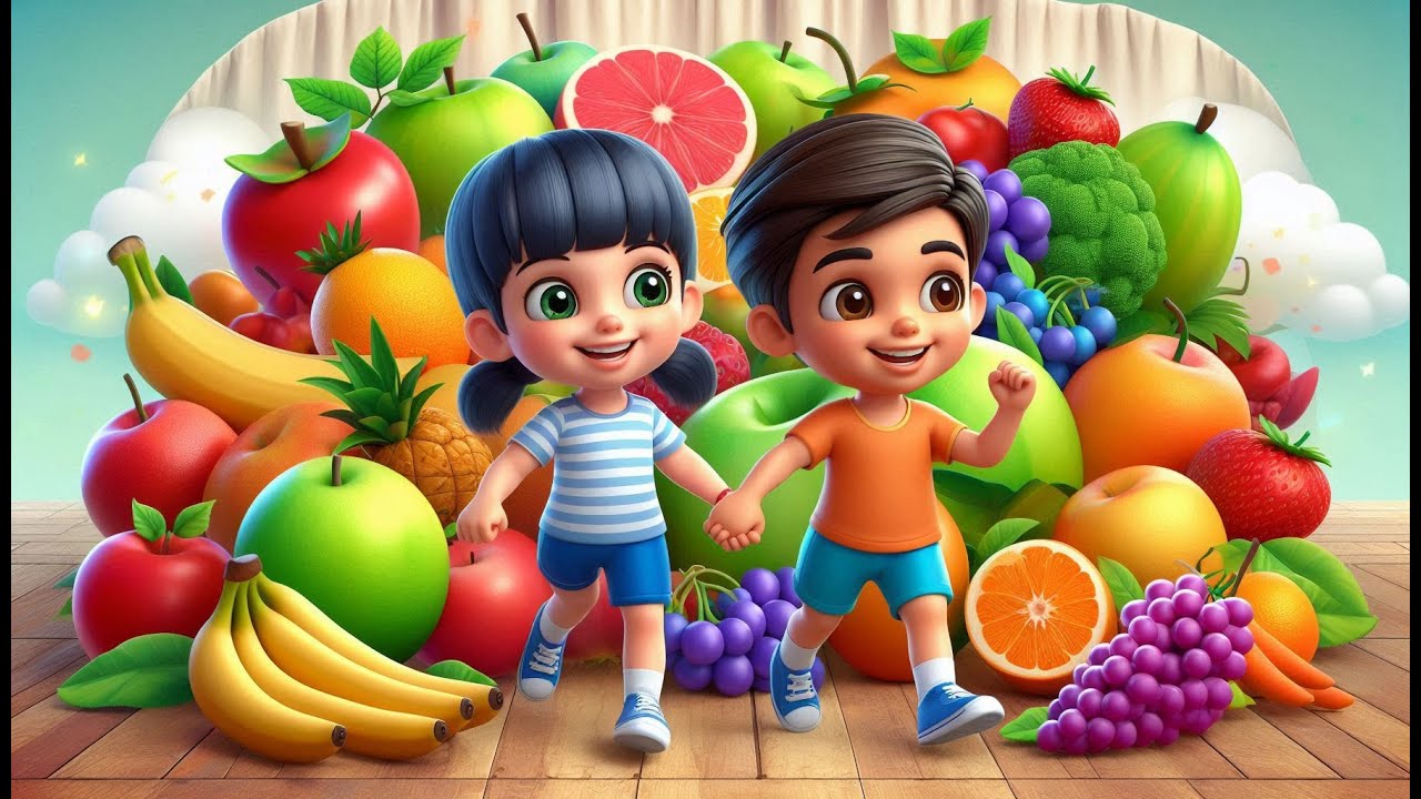 🍉Fruit Rhyme for Kids Sing Along & Learn Fruits 🎵🍍Fruits Name Song Fun ...