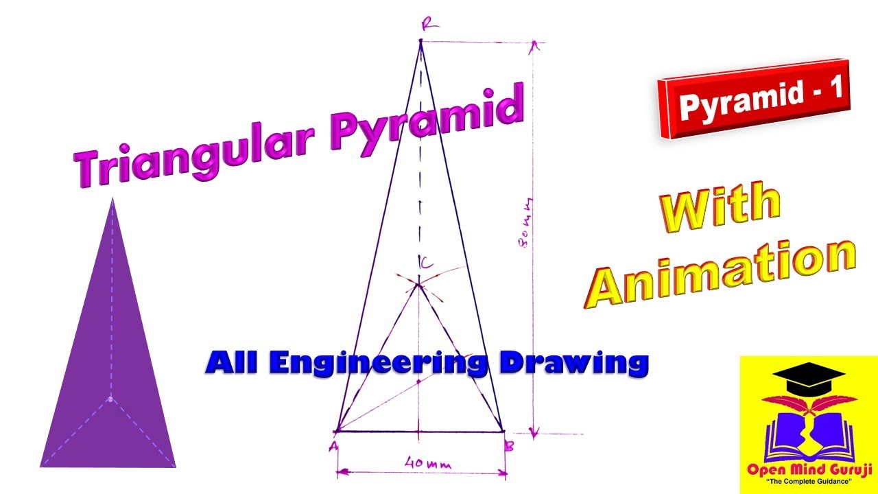 Triangular Pyramid In Engineering Drawing. How To Draw Triangular ...