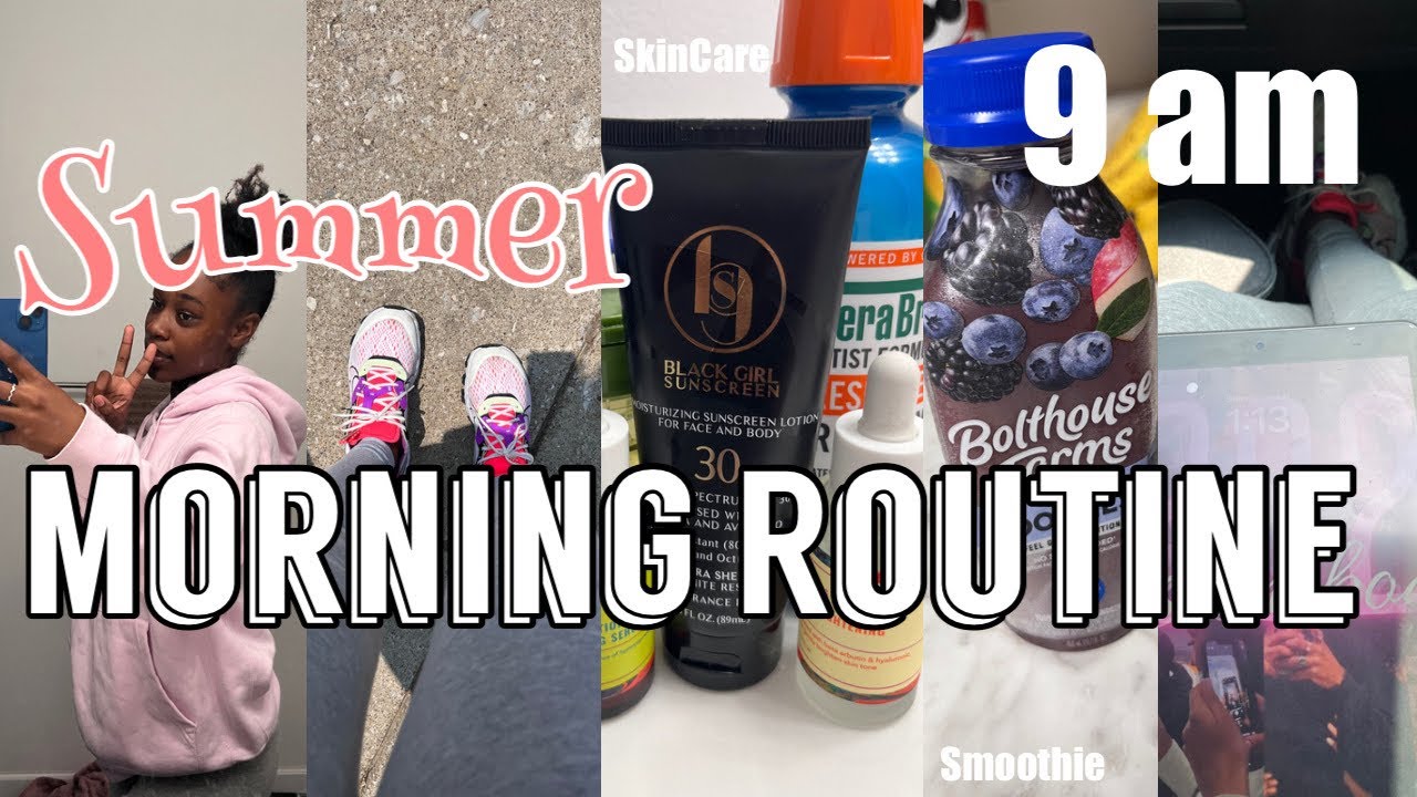 9 am realistic morning routine *Grwm for work,breakfast smoothie and ...