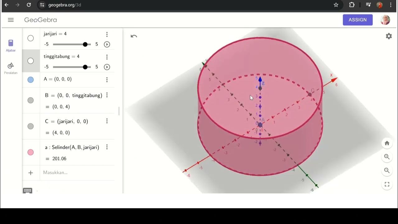 Tabung|Bangun Ruang Sisi Lengkung (Geogebra) - YouTube