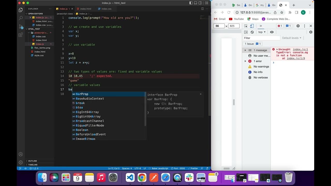 Javascript syntax and basic construct - YouTube