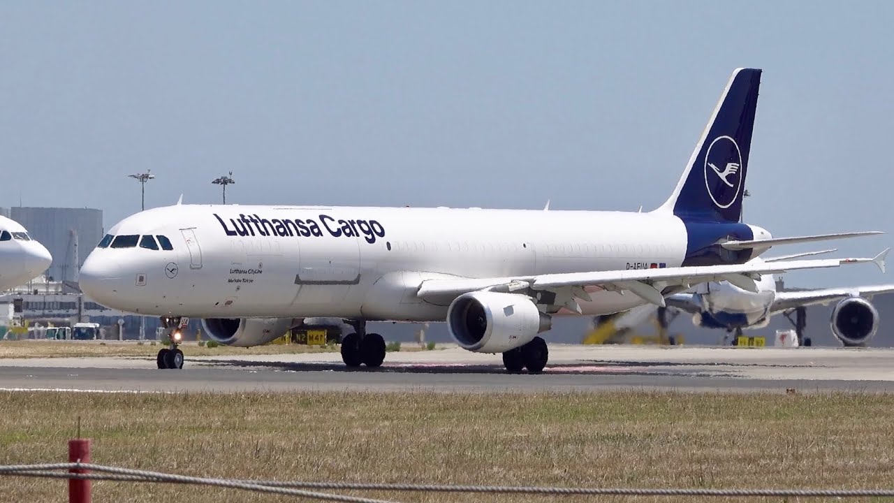 Airbus A321F Lufthansa Cargo - First time at Lisbon Airport - YouTube