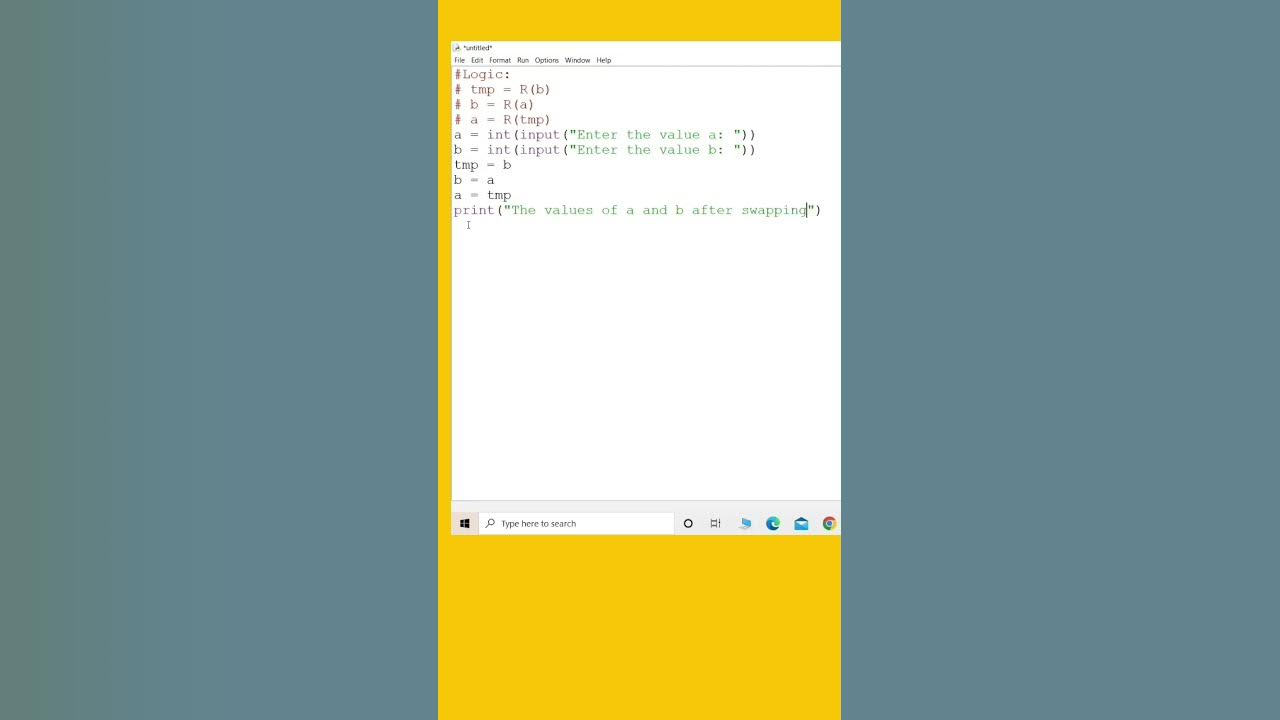 Basiccoding Swapprogram Pythonshortscodingquizpythonforbeginnersbtechprogramming