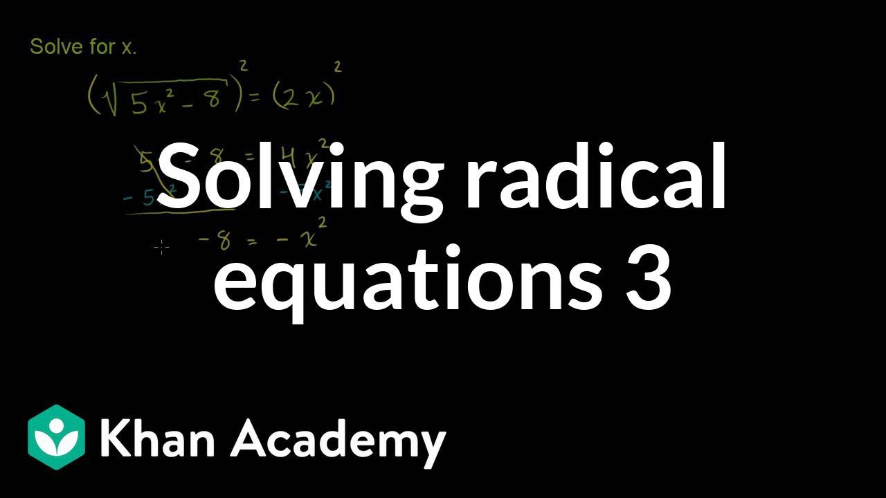 Solving Radical Equations 3 | Exponent Expressions And Equations