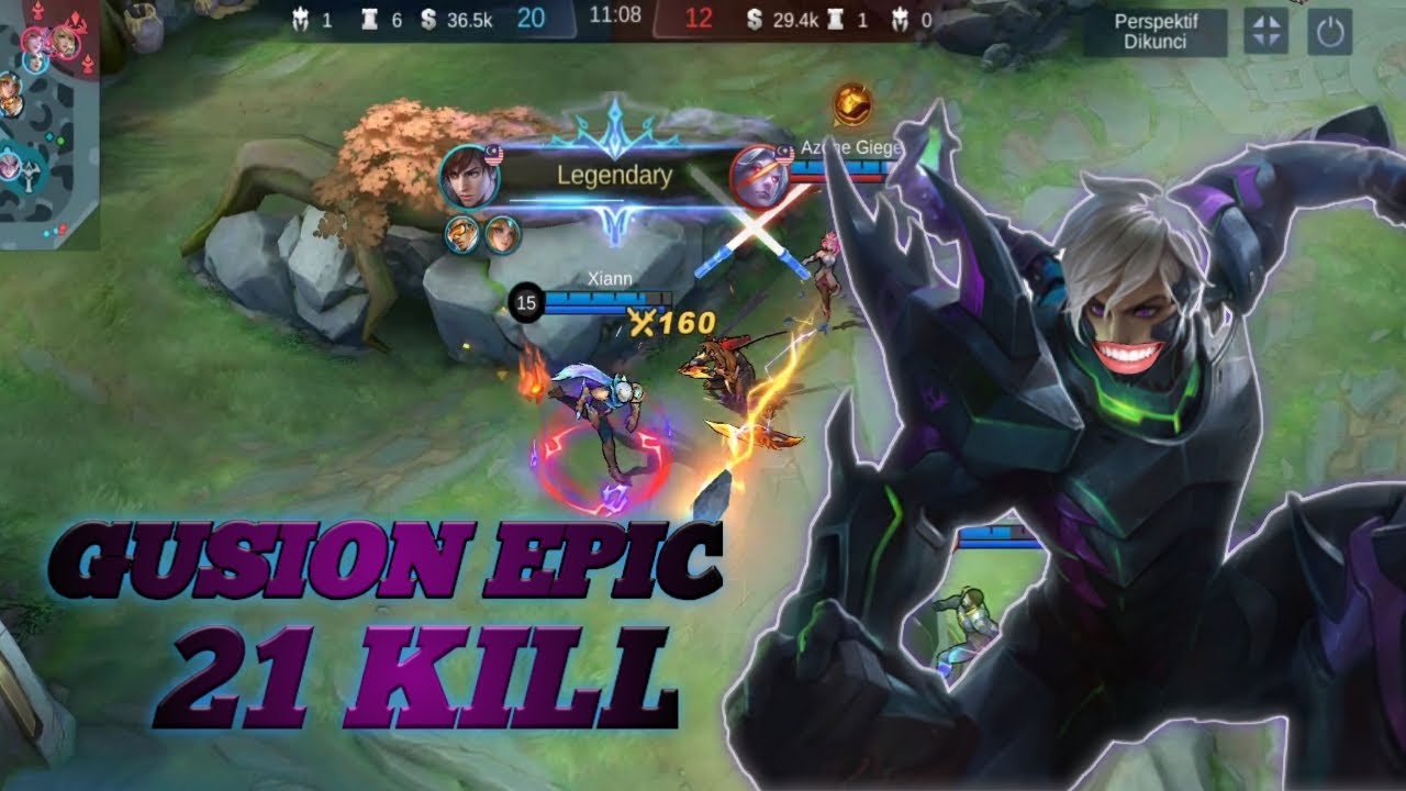 gusion epic 21 kill menggila!!!!!! - YouTube