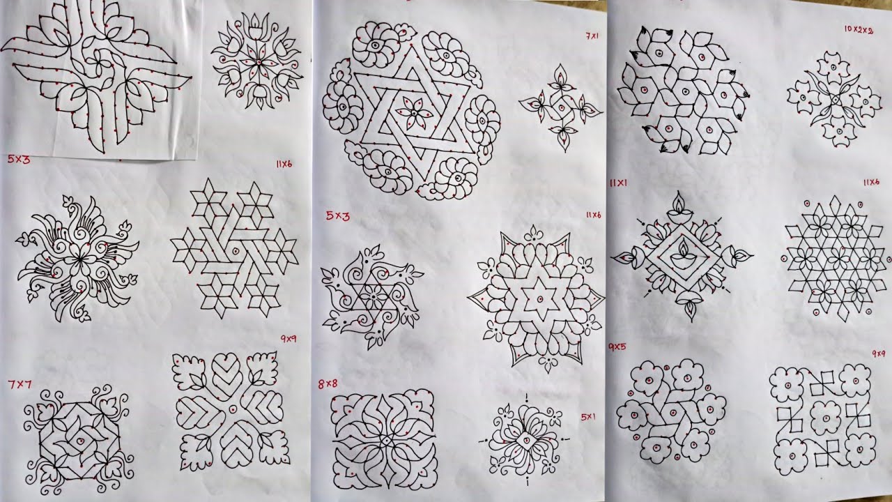 30 days 30 Dot kolam designs for beginners. Easy rangoli. Easy Dot ...