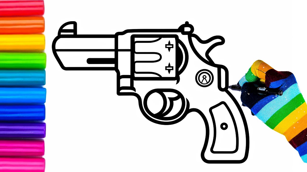 How to draw cute and easy Gun | Easy drawing, Painting and Coloring for ...