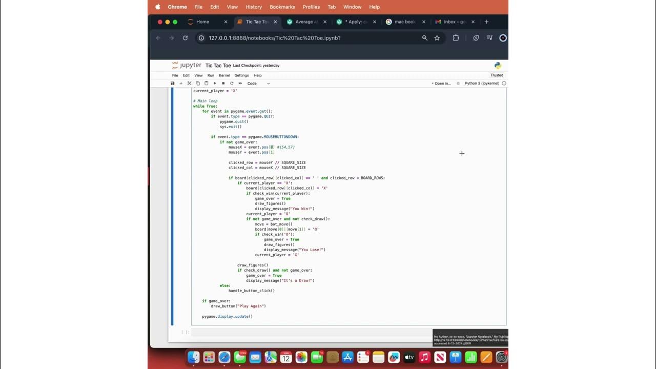 Tic Tac Toe in Python using Pygame! - Part 3 - Mainloop - YouTube