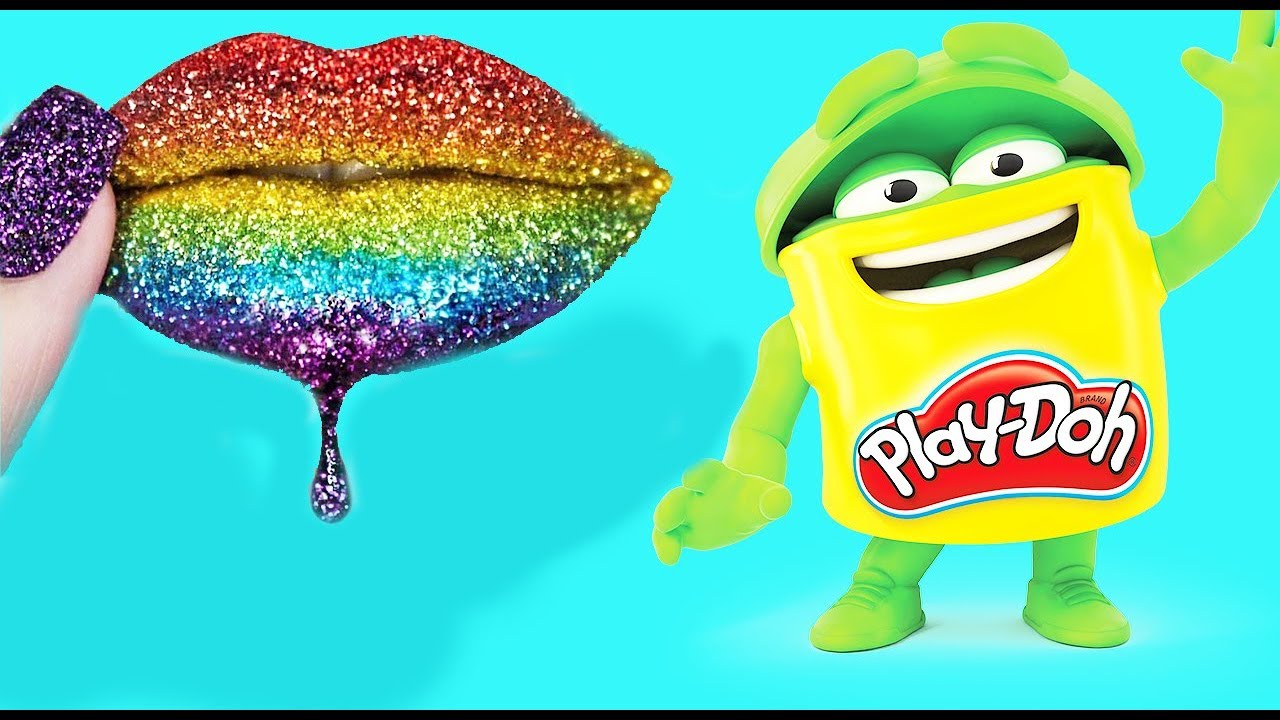 DIY Craft Glitter Powder Lips made Play doh Make UP ! - YouTube
