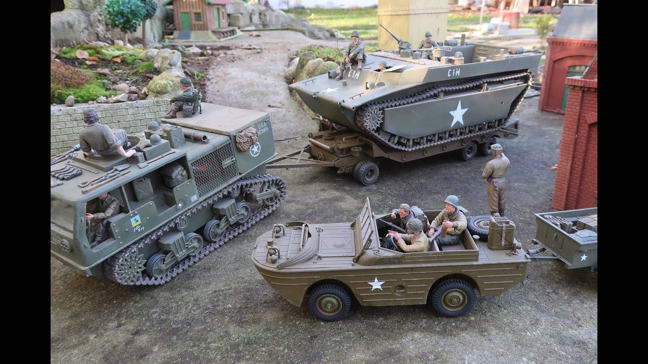 RC Tank ´s 1:16 M4 High speed Tractor + LVT 4 Water Buffalo - YouTube