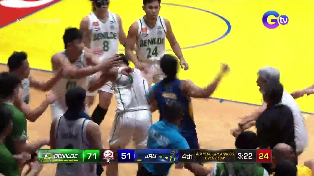John Amores throws punches in Benilde-JRU match | NCAASeason98 - YouTube