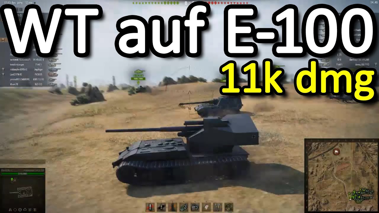 WT auf E 100 11k damage and 5 kills on Steppes - World of Tanks - YouTube