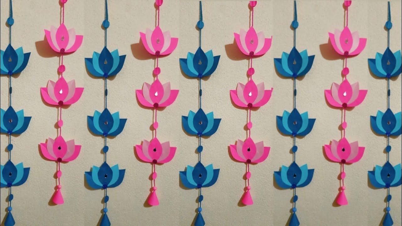 DIY Wall Decor Crafts//Lotus Wall Hanging//Paper crafts - YouTube