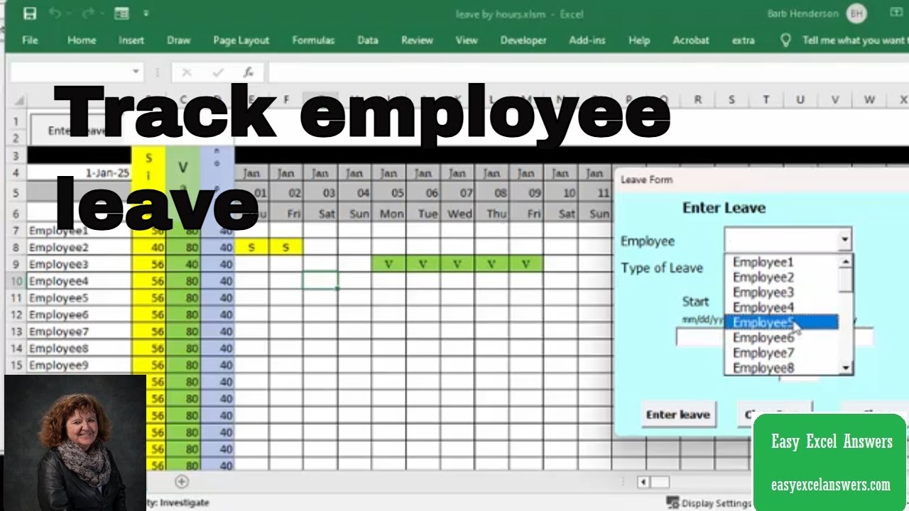 Track employee leave in Excel - YouTube