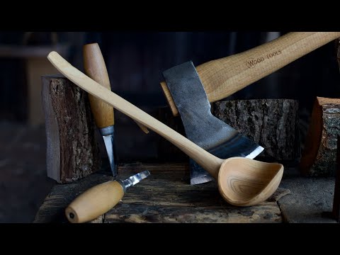 Calm Carving | Making a Ladle From a Bent Apricot Branch Using A Starter Spoon Carving Kit