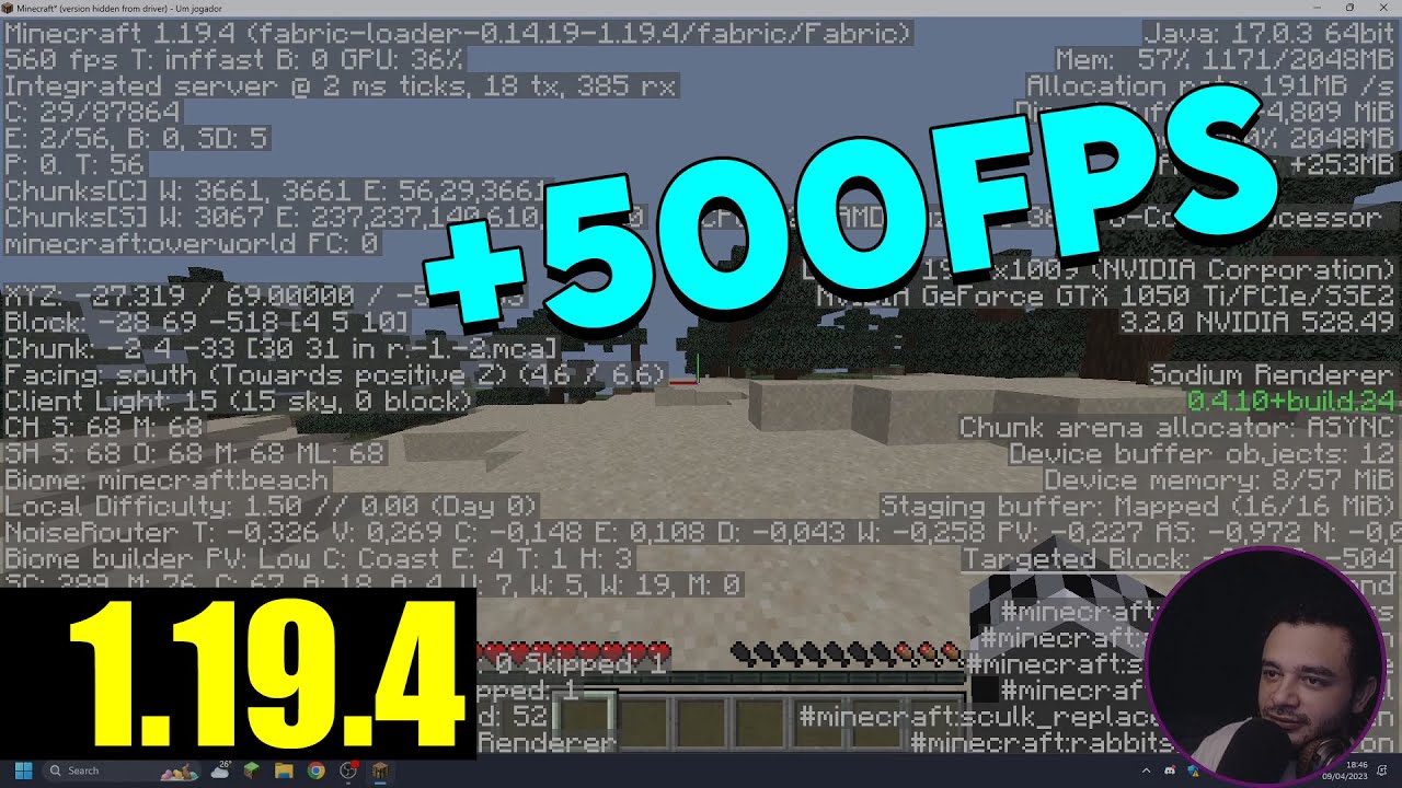 COMO AUMENTAR O FPS DO MINECRAFT 1.19.4 COM O MODPACK FABULOUSLY OPTIMIZED - YouTube