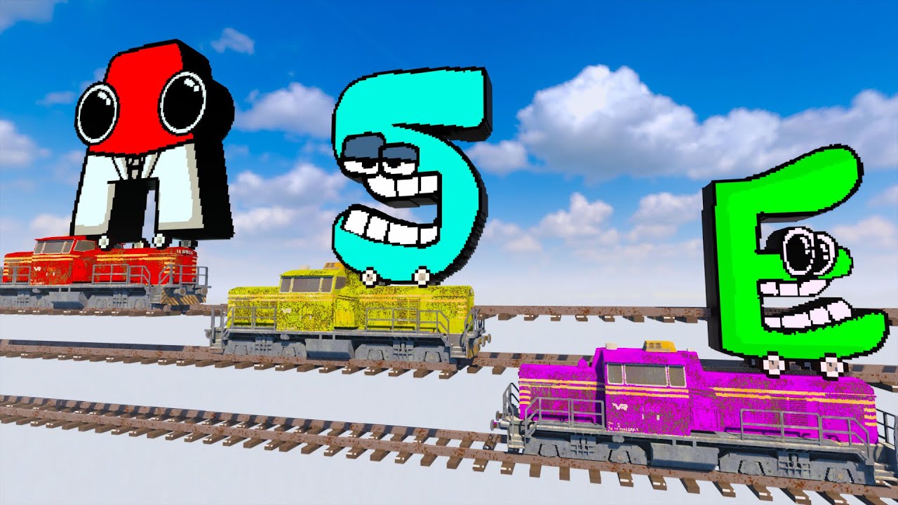 Challenge Rainbow Alphabet Lore Car Jumping Over Train Track in ...