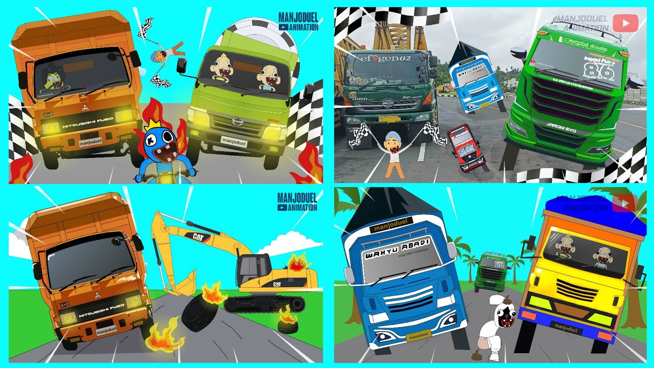 Ini lah ketika Lomba balap mobil truk oleng VS fuso VS truk hino joget ...