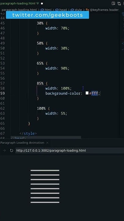 How to Create Horizontal Loading Bar Animation using HTML CSS only | Geekboots - YouTube