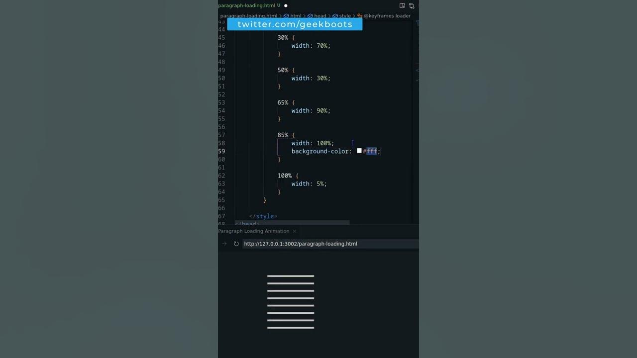 How to Create Horizontal Loading Bar Animation using HTML CSS only | Geekboots - YouTube