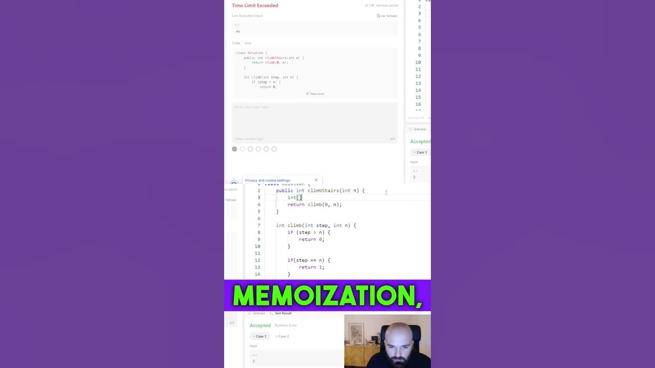 Climbing Stairs Recursion And Memoization Leetcode Part 3 Youtube