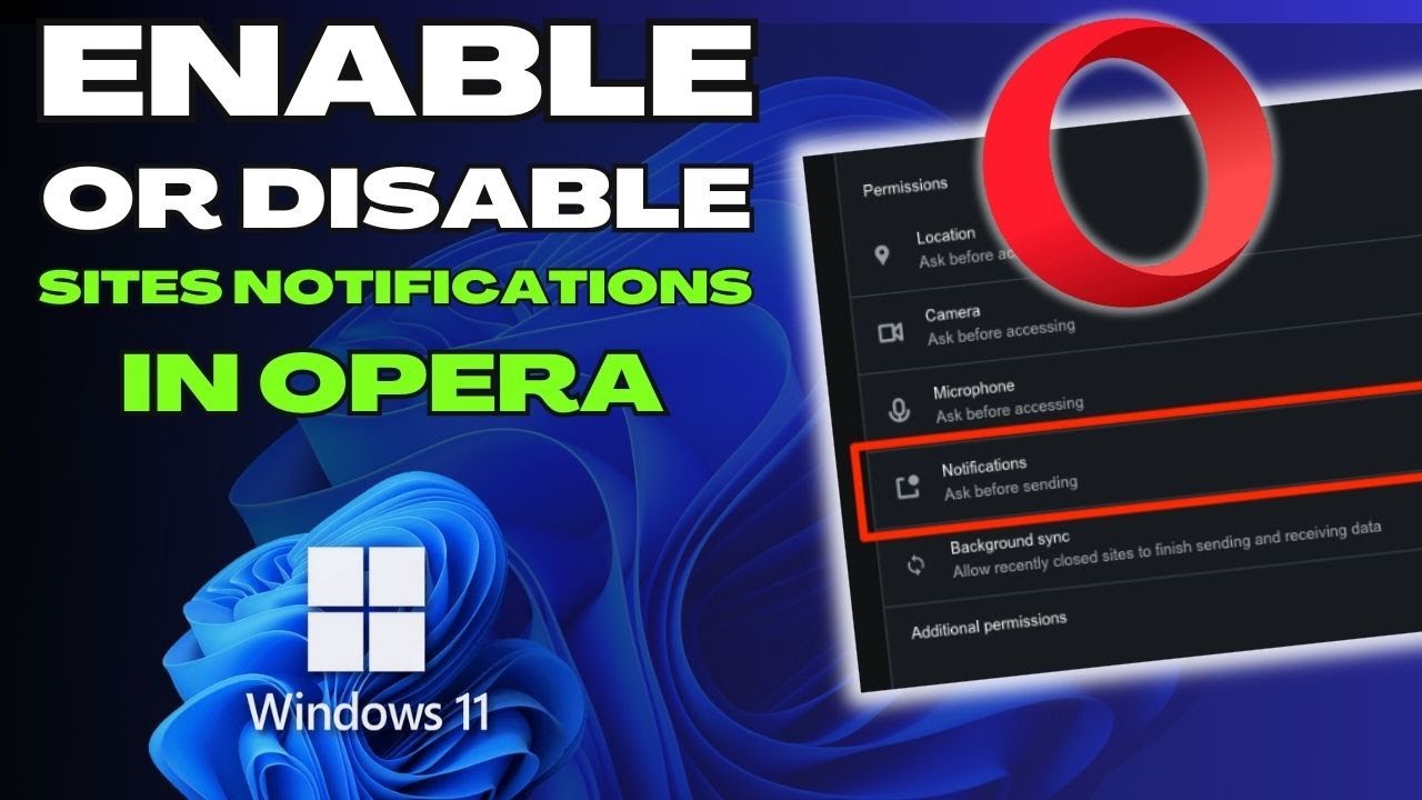 How to Enable or Disable Sites Notifications in Opera browser - YouTube