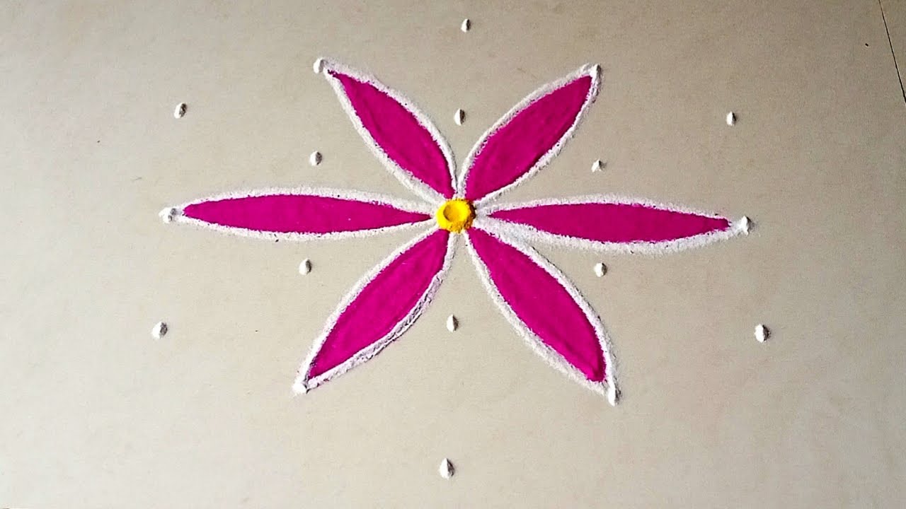 Simple regular rangoli | kolam for beginners | 5*3 dots beautiful ...