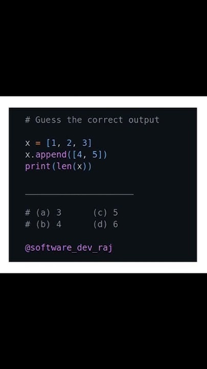 subscribe @pythoncoderaj for more python quizze #coding #python #programming #code - YouTube