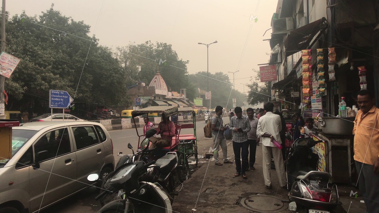 New Delhi, India, November 11, 2019, a local street with tourists and ...