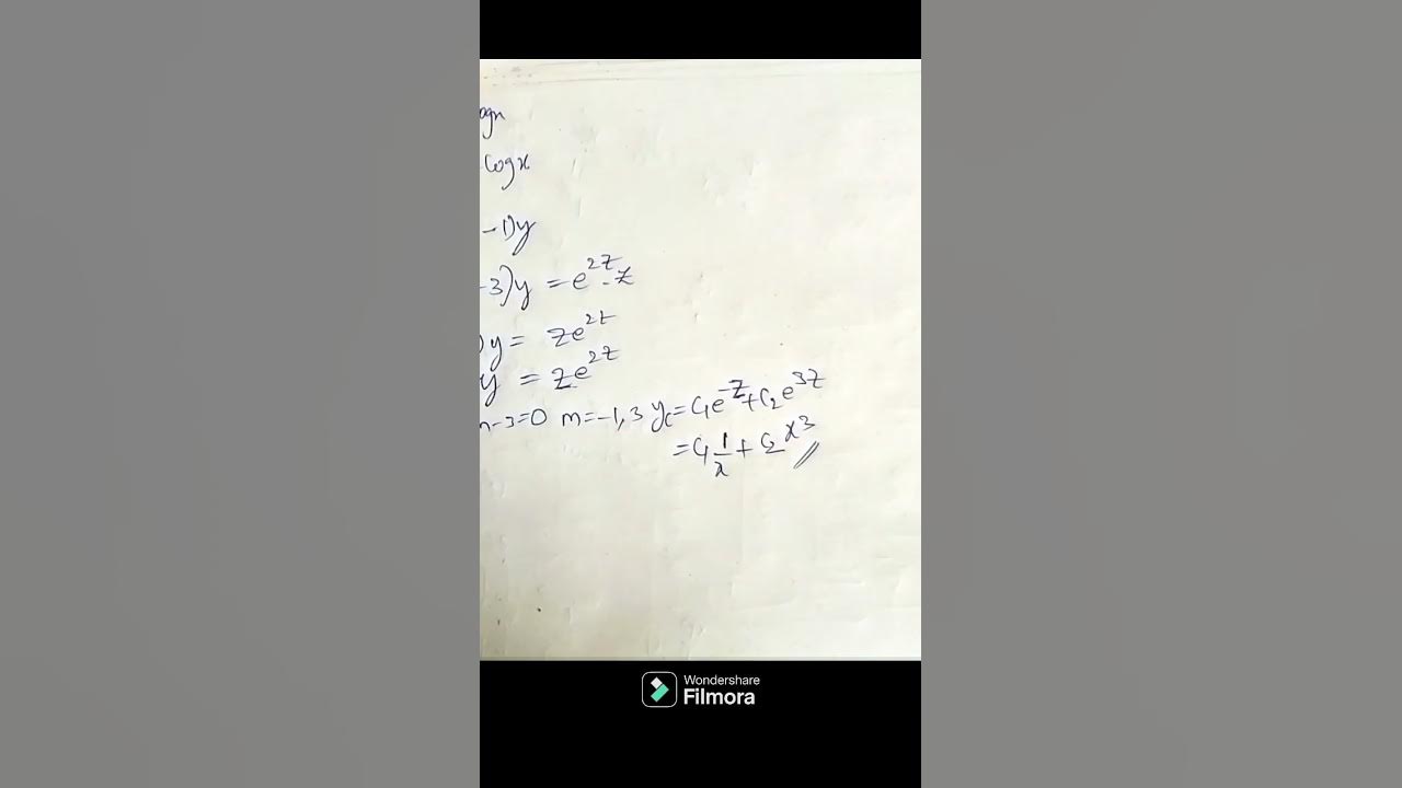 Ch-3 part -2 -variation of parameters/method of reduction of order/ Euler cauchy's - YouTube