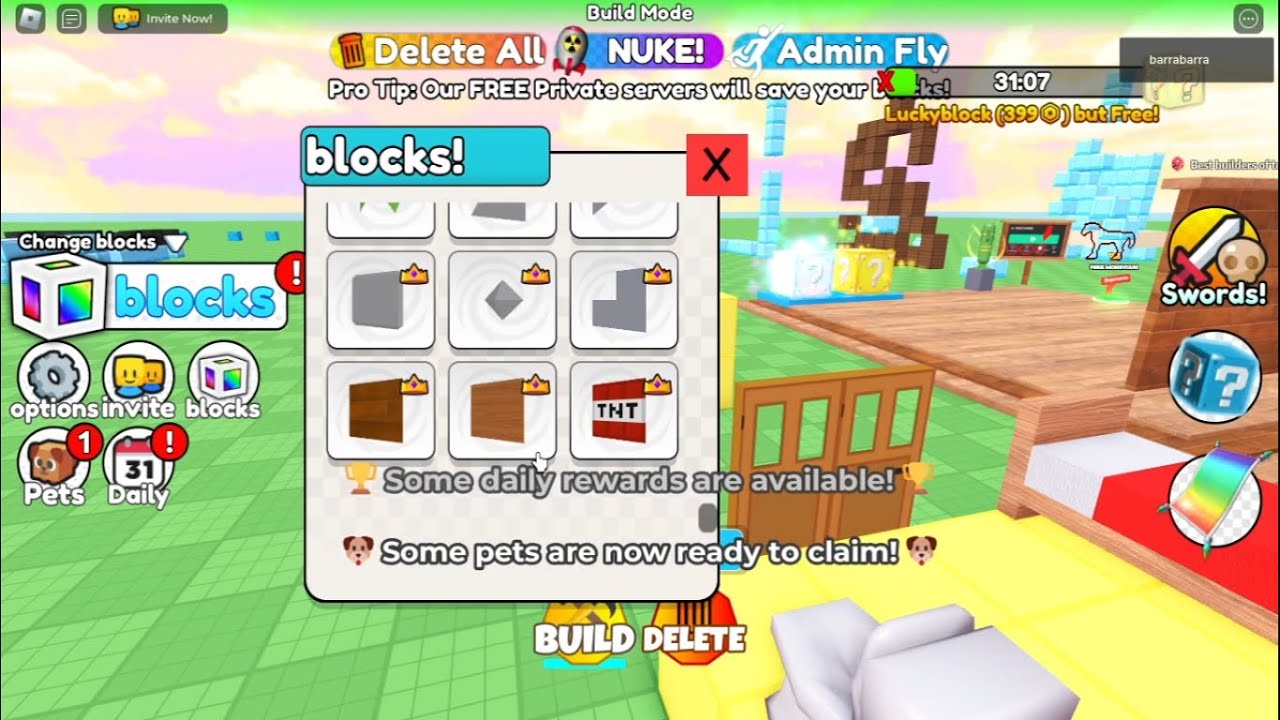 BUILDING BLOCK BUILD and PIXELS GAMEPLAY ROBLOX - YouTube