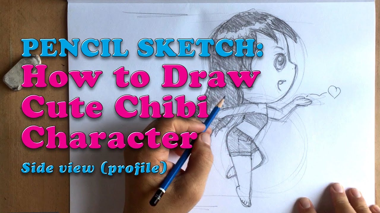How to draw Cute Chibi character Side view (profile) pencil sketch ...