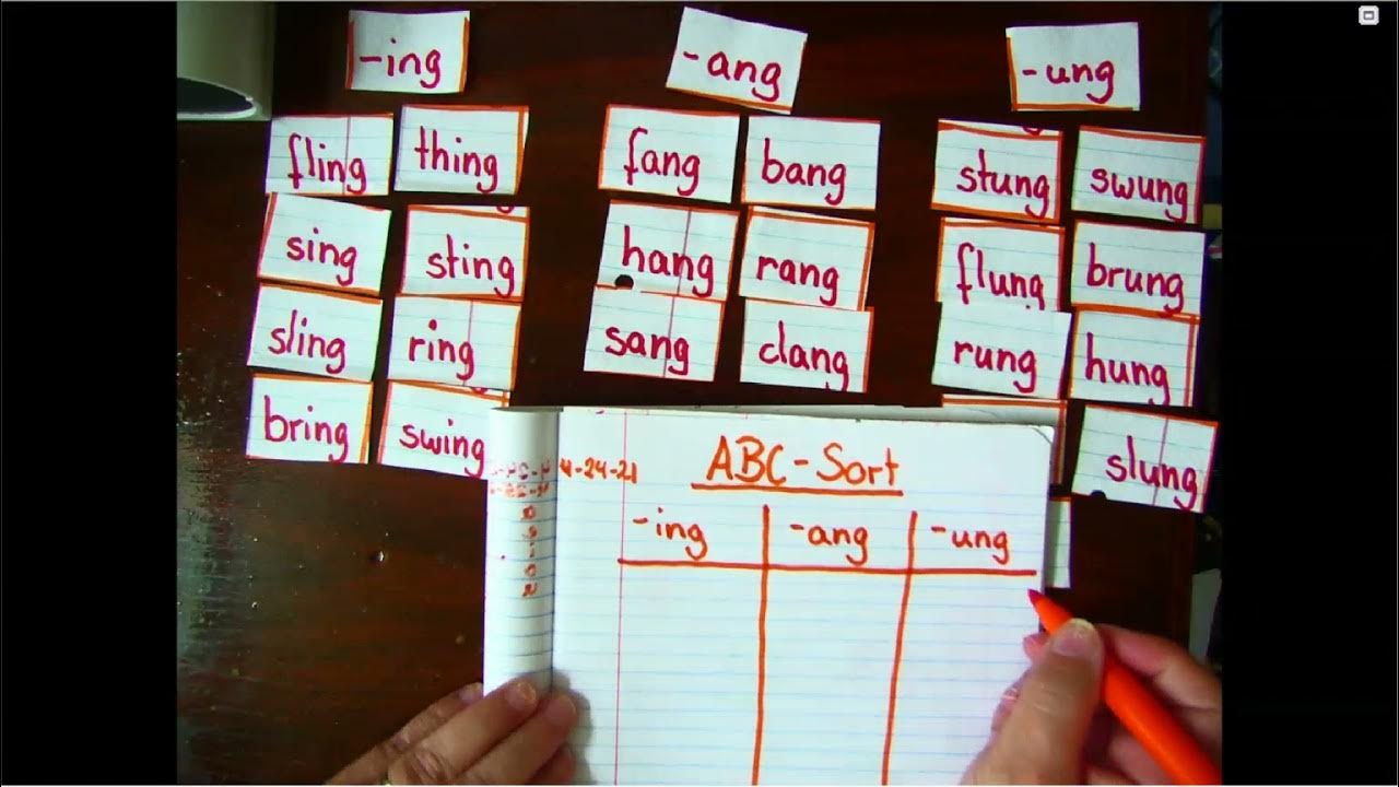 CCS Word Sort 59, -ing, -ang, -ung, ABC Sort, Day 6 - YouTube