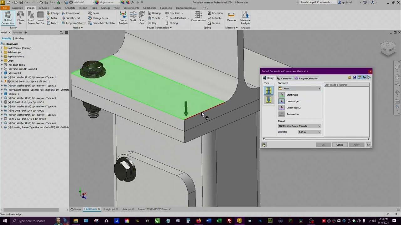 Autodesk Inventor - Bolted Connection - YouTube