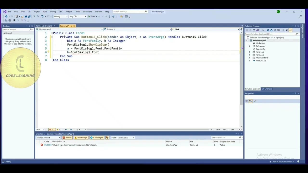 VB.NET | FontDialog #2 | CodeLearning - YouTube