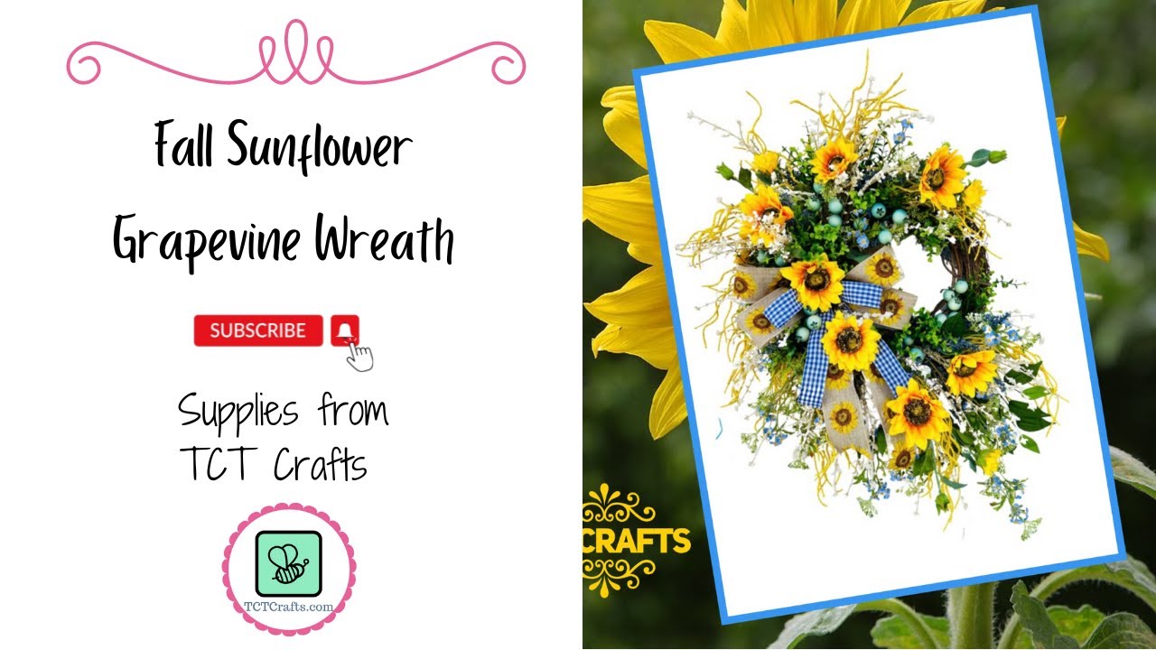 DIY Fall Yellow & Blue Sunflower Grapevine Floral Wreath | Step-by-Step Tutorial - YouTube