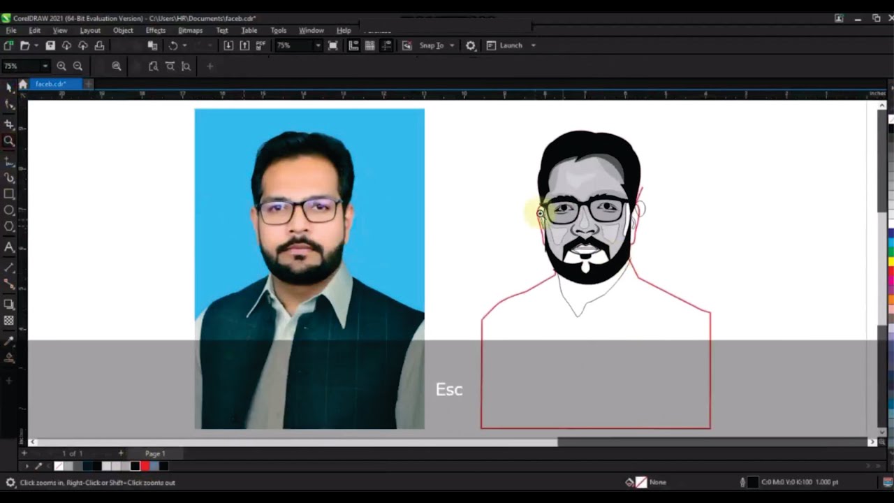 How to Create Easily Vector Face of Your Client / Friend in Coreldraw ...