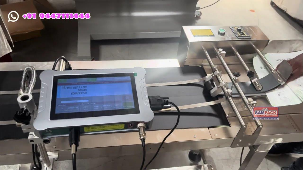 Automatic MRP Batch Coding Machine with Stacker Conveyor – Efficient and Precise Coding Solution ...