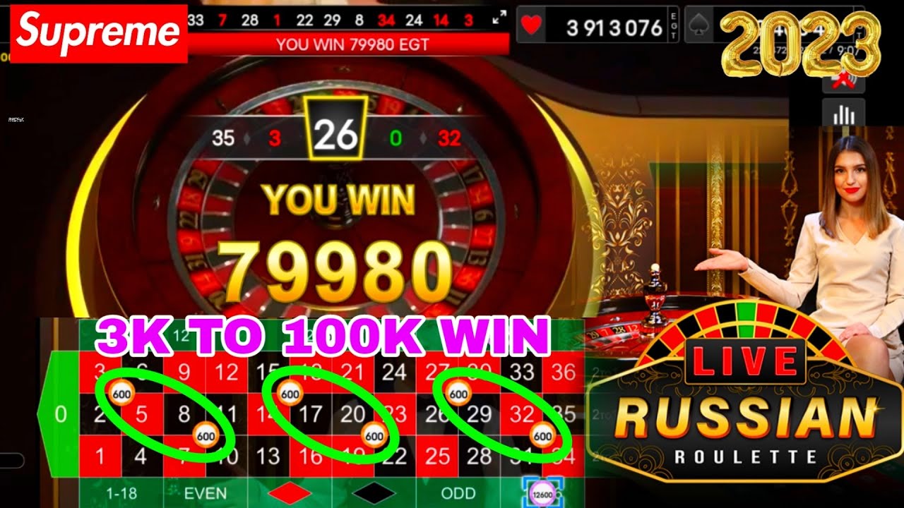 CASINO ROULETTE STRATEGY | 3K TO 100K WIN | LIVE RUSSIAN ROULETTE GAME ...