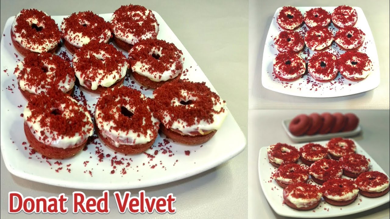 RESEP MUDAH MEMBUAT DONAT RED VELVET SUPER LEMBUT MOIST DAN EMPUK ...
