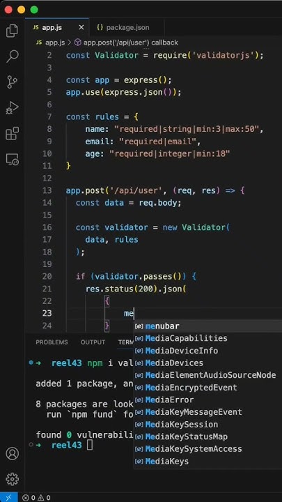 Validating API request in node.js #shorts #youtubeshorts - YouTube