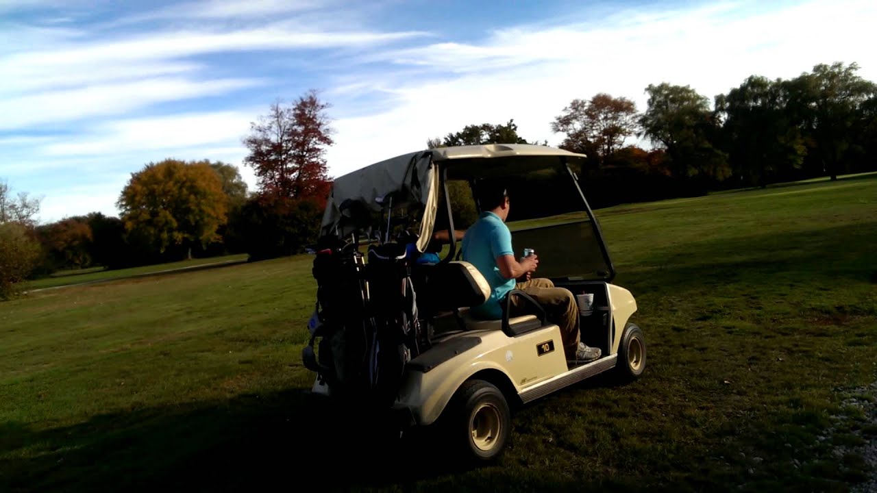Apprentice falls from golf cart public - YouTube
