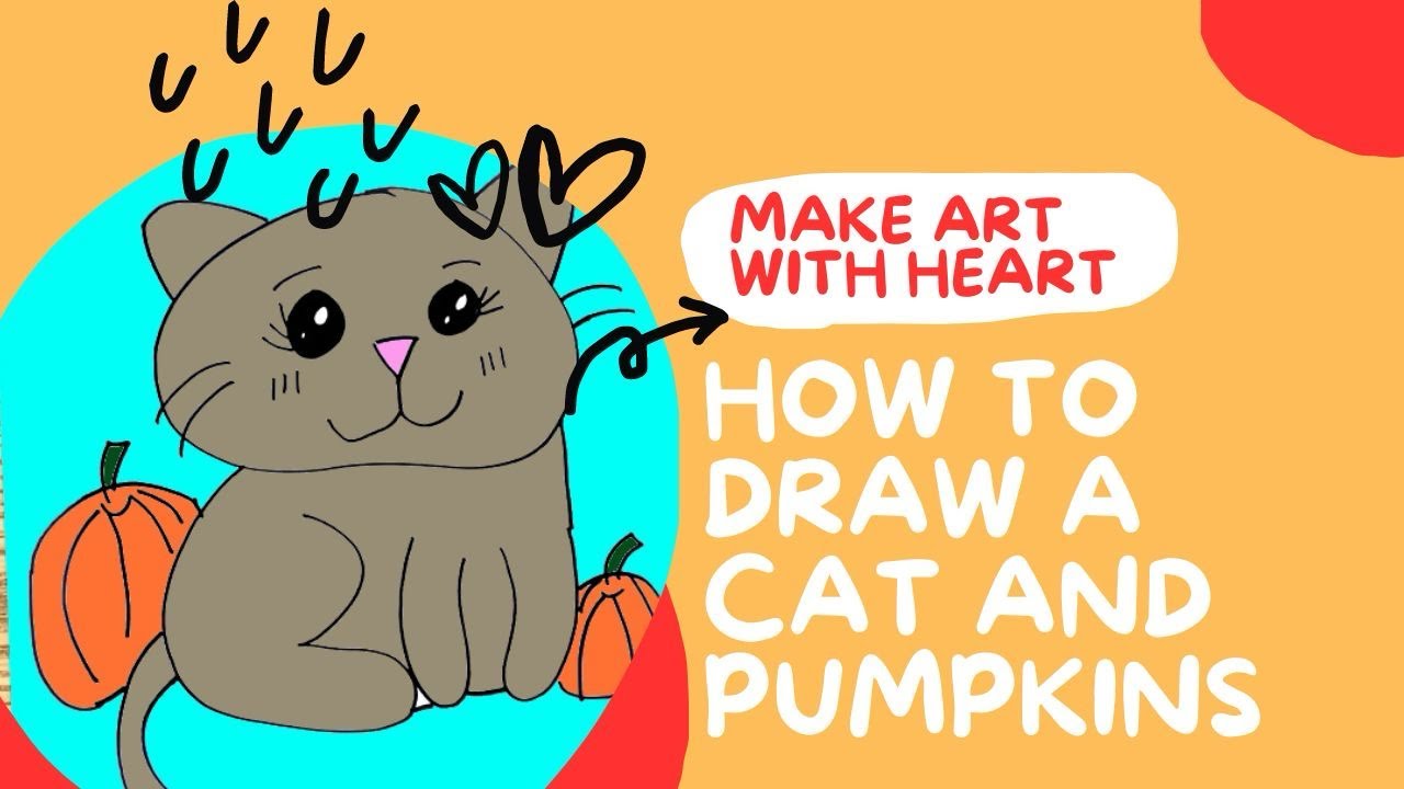 How to draw a cat and pumpkins | step by step - YouTube