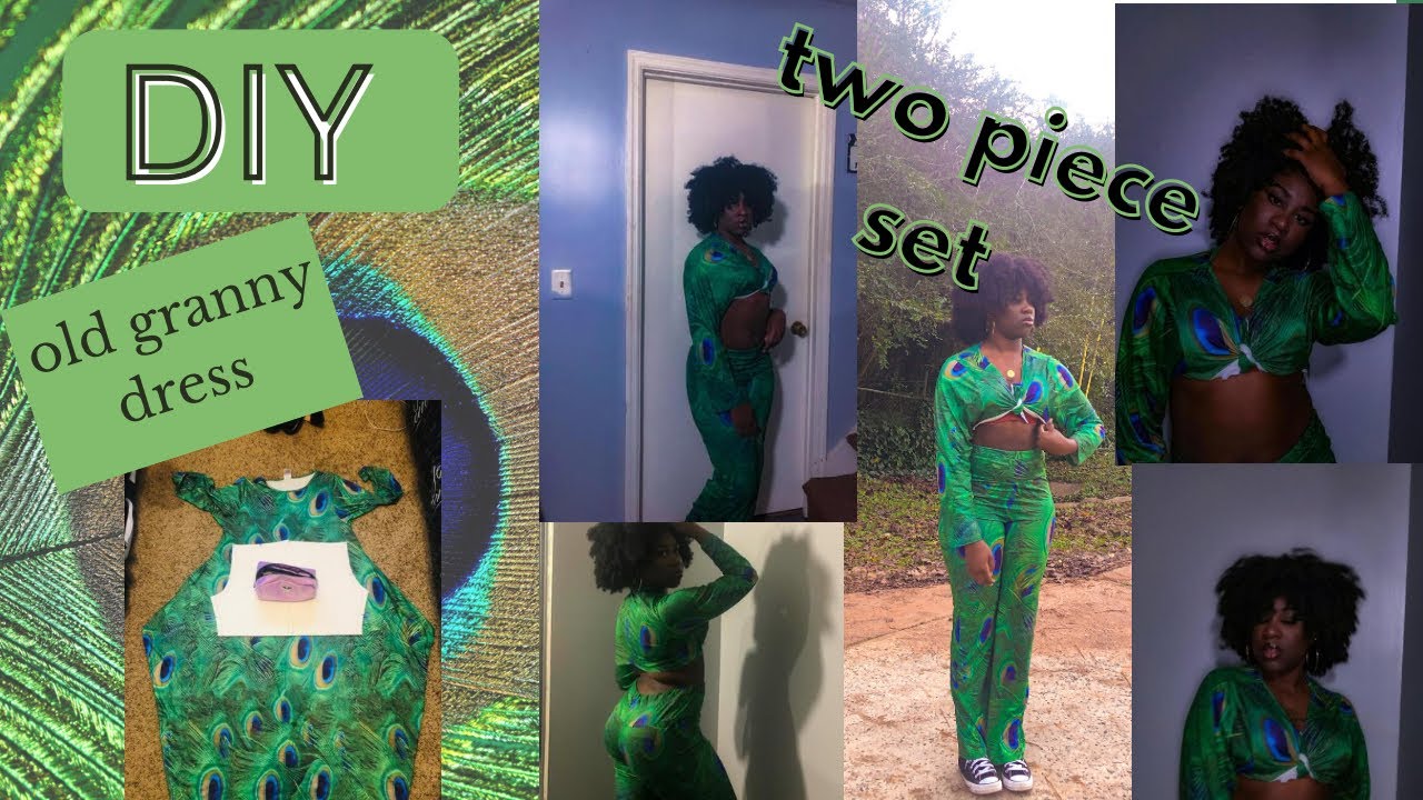 Diy old dress || two piece set || upcycled clothing || thrifted clothes ...