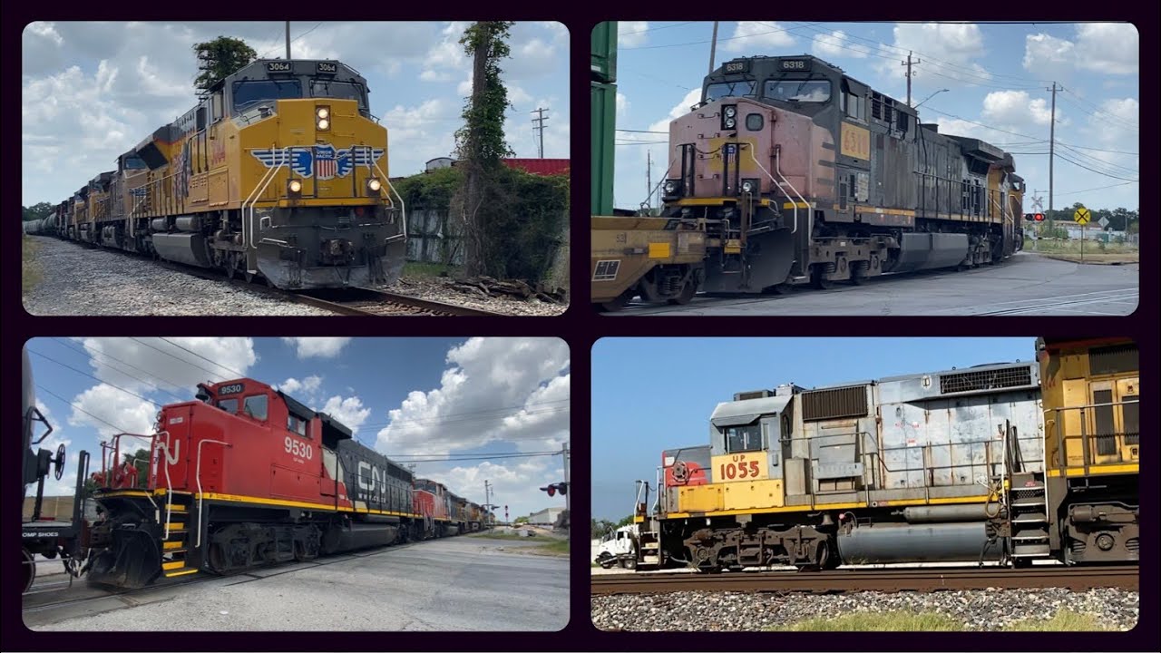 Houston Railfanning ft UP 1055, CN GP40-2WL’s, UP 6318, Cool Crews & more!!!! - YouTube