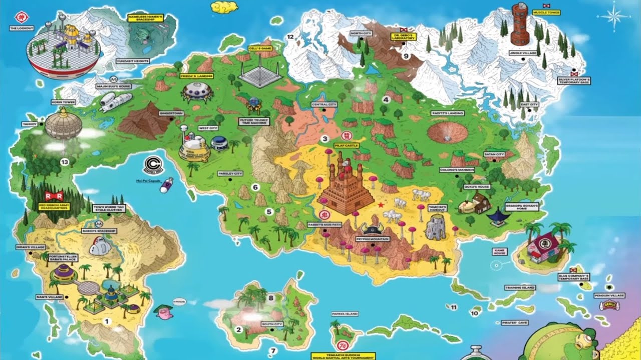 Conhecendo TODO o Mapa da Terra de Dragon Ball - YouTube