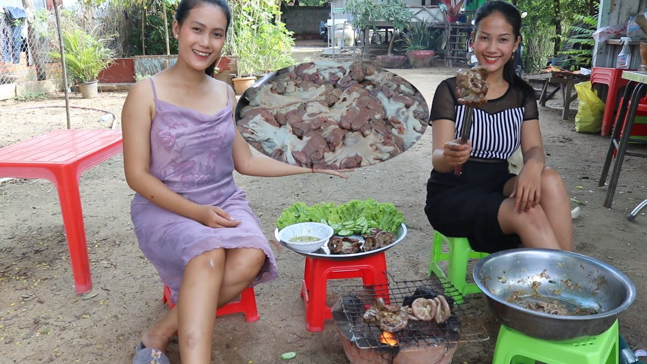 How To Prepare Pork Intestine BBQ | Thyda Cooking TV| - YouTube