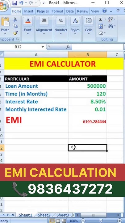 emi calculation in excel #emi #pmtfunction #emicalculator #loan # ...