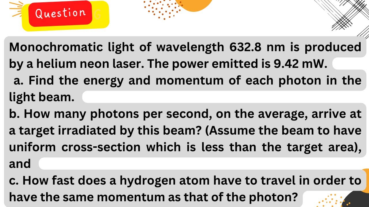 Monochromatic light of wavelength 632.8 nm is produced by a helium neon ...