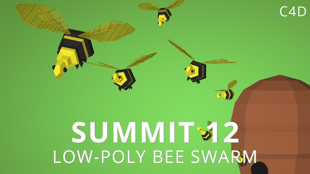 Summit 12 - Low-Poly Bee Swarm - Cinema 4D - YouTube